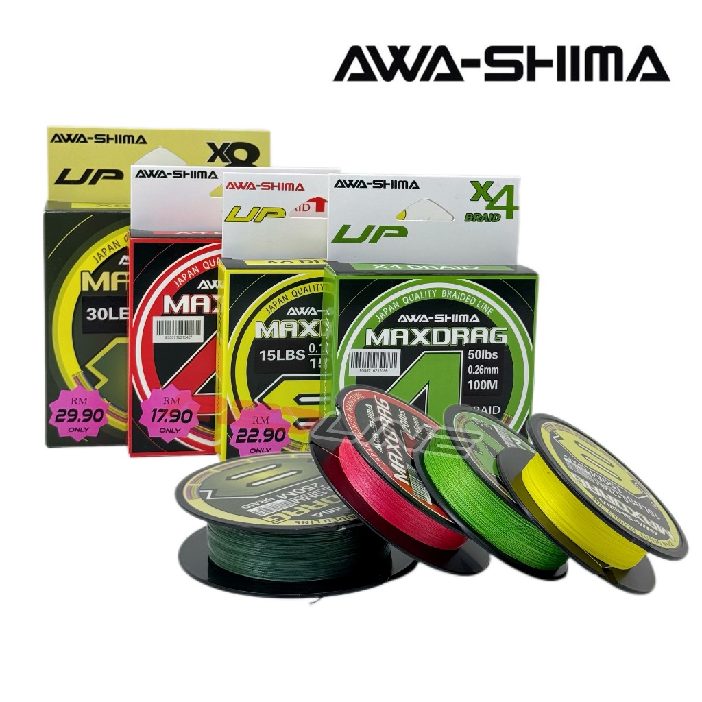 AWASHIMA MAX DRAG X4 / X8 BRAIDED LINE (100m/150m/200m/250m) | Shopee Malaysia