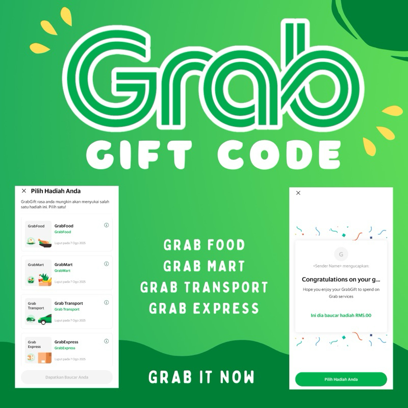 Grab Gift Code E-Voucher Redeem Promo Grabmart Grabfood Grabtransport ...