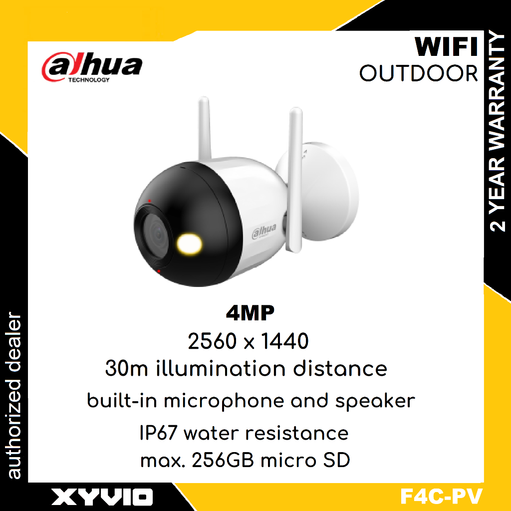 DAHUA WIFI CAMERA F4C-PV 4MP 2560 x 1440 Fixed-focal Wi-Fi Bullet ...