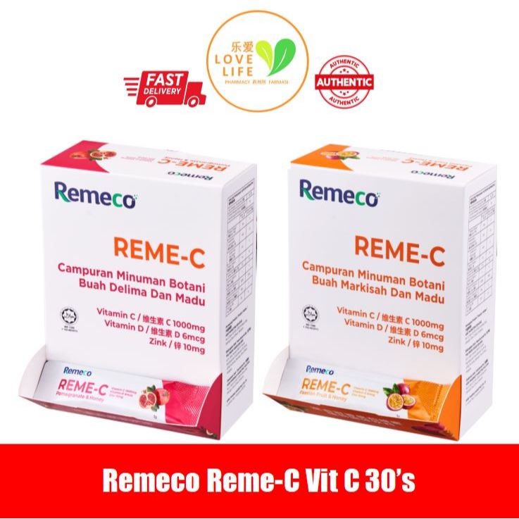 EXP 06/2026 Remeco Reme-C Vitamin C 30 sachets - Passion Fruit & Honey ...