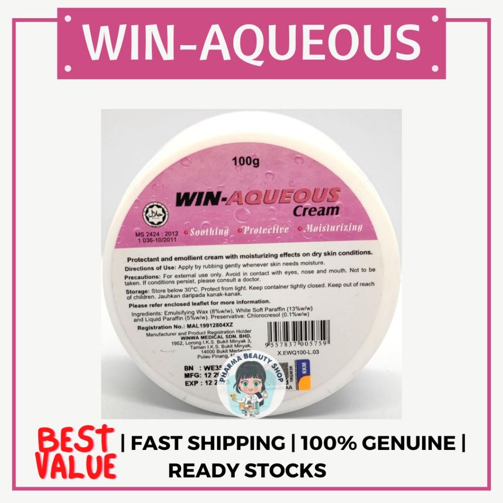 Win-Aqueous Cream 100g - Non Greasy Skin Moisturizer/ Krim Pelembap ...
