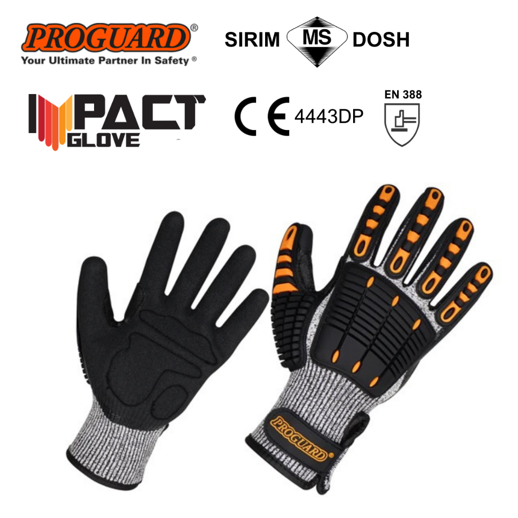 Cut Resistant Sandy Nitrile Coated Anti Slip Impact Glove TRP Rubber ...