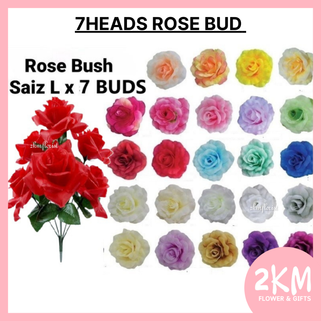 (7HEADS) ROSE BUD Artificial Flower bunga dulang Wedding Decoration 5 ...