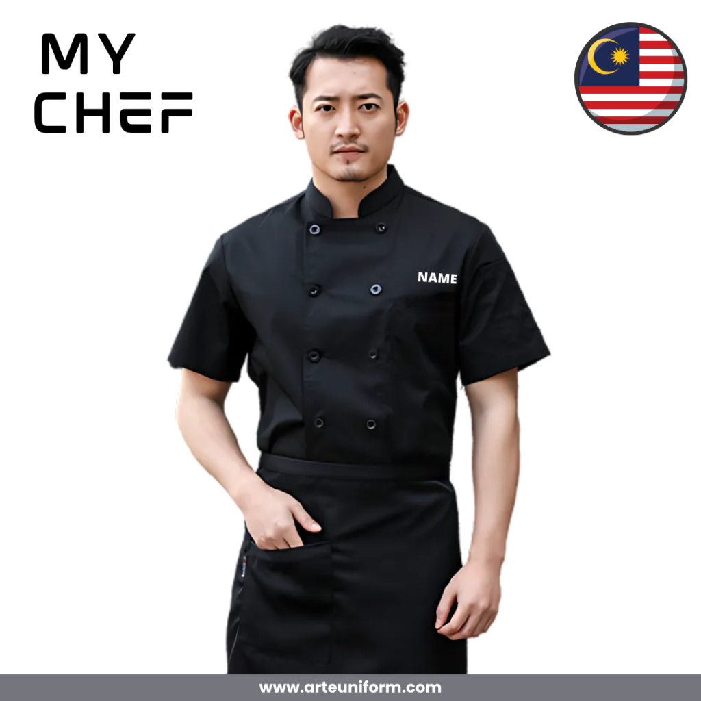 [READY STOCK] Black Short Sleeve Chef Jacket Chef Baju Chef Uniform ...