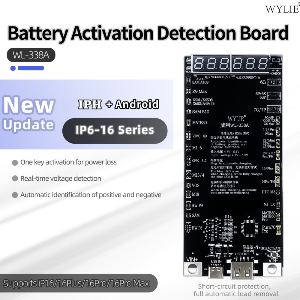 WYLIE WL-338A Battery Activation Board For IP 6-16 Pro Max And Android ...