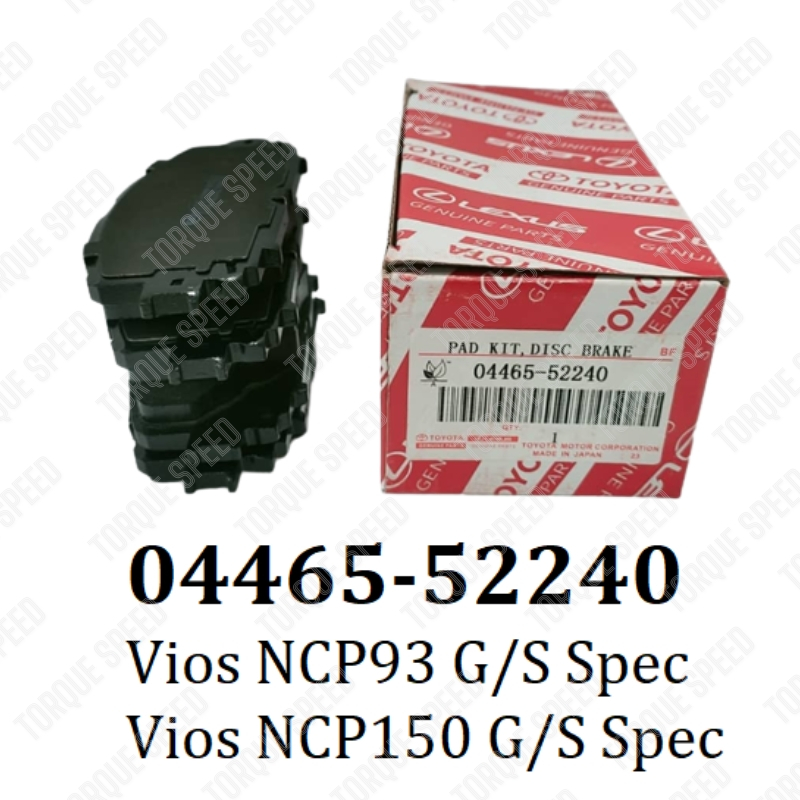 Toyota Disc Brake Pad Front 04465-52240 Vios NCP93 NCP150 G S SPEC ...
