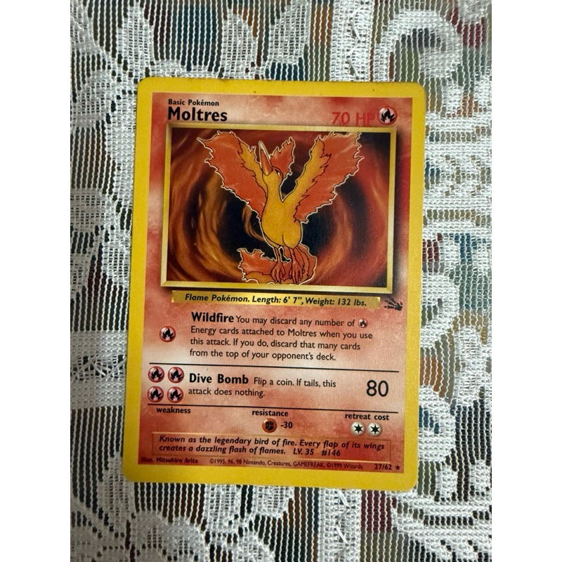 Pokemon TCG : Vintage Non- Holo Fossil Series Rare Moltres. Highly ...