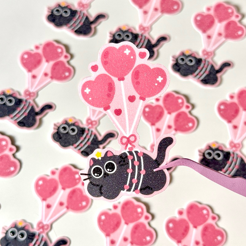 [ThebouncyJelly] Byeol Black Cat Balloons Sticker Flake | Shopee Malaysia
