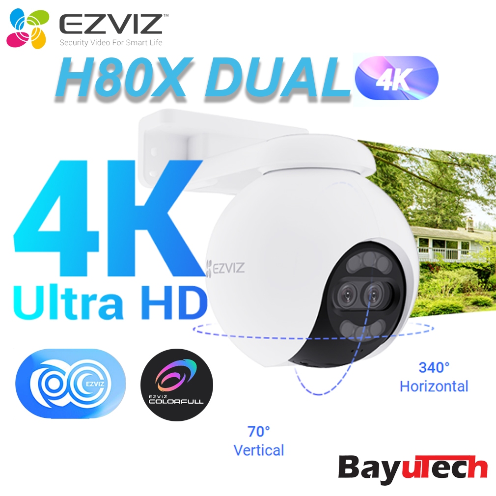 EZVIZ H80X Dual Lens 4K 8MP Color Full Night Vision Outdoor AI Smart ...
