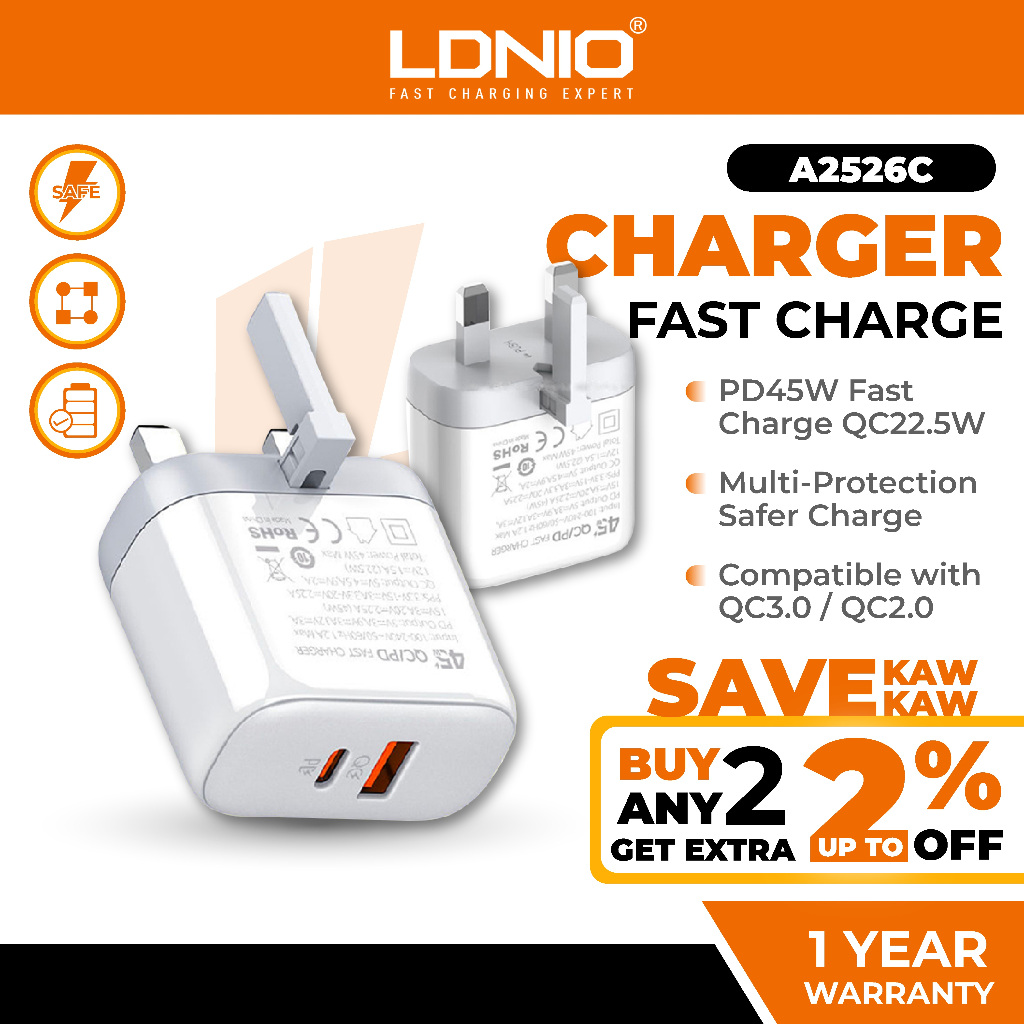 LDNIO A2316C A3511Q A2526C A2522C FAST CHARGING QC3.0 + PD USB-C Super ...