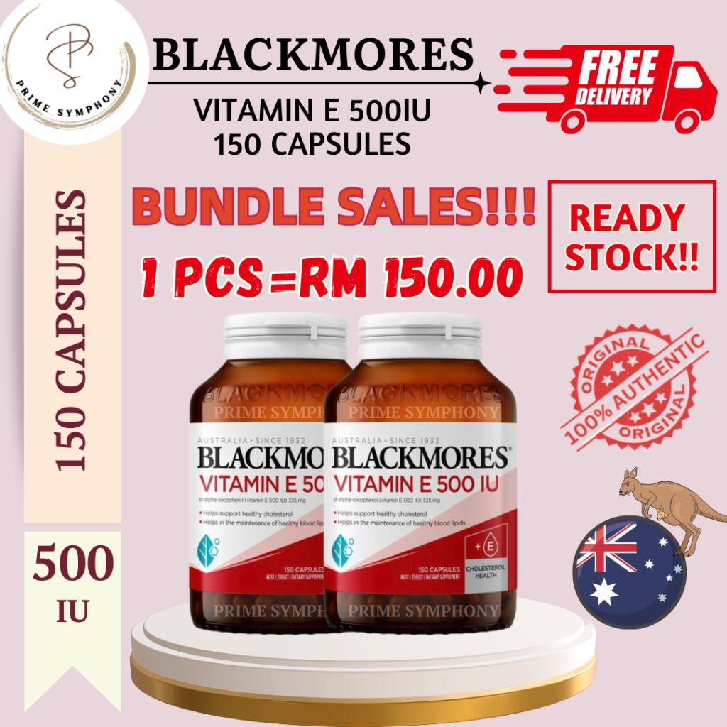 [BUNDLE SALES 2x 150 Capsules / 500 IU] Blackmores Vitamin E 500 IU ...