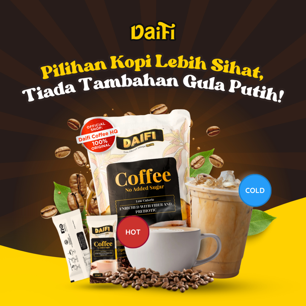 Daifi White Coffee 3 in 1 (Delysh) Kopi Sedap Tanpa Gula Putih Rendah ...