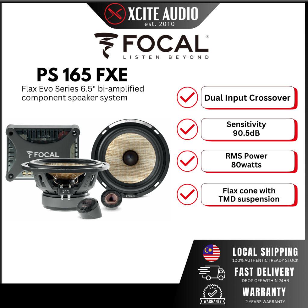 FOCAL PS 165 FXE - Flax Evo Series 6.5 inch 2-way Component Car Speaker System with Bi-Amp ...