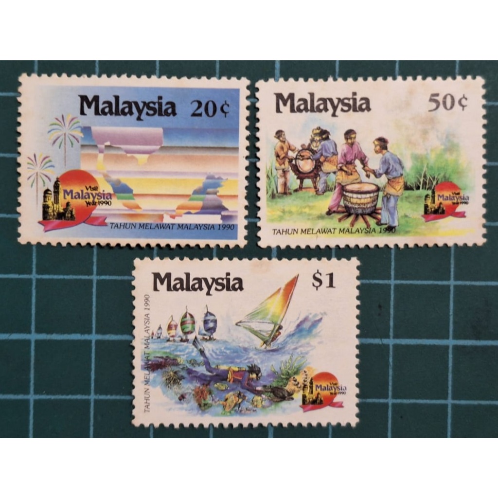 New 3v Mint Toned/ Yellowish/ Kuning Stamp 1990 Tahun Melawat Malaysia Visit Malaysia Year Setem ...