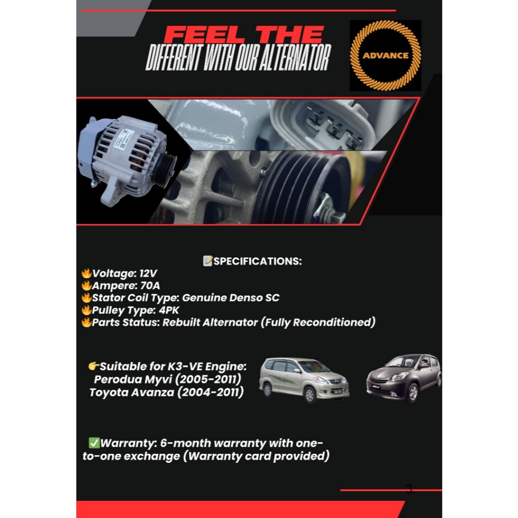 Original Recond Alternator For Perodua Myvi & Toyota Avanza 2005-2011 ...
