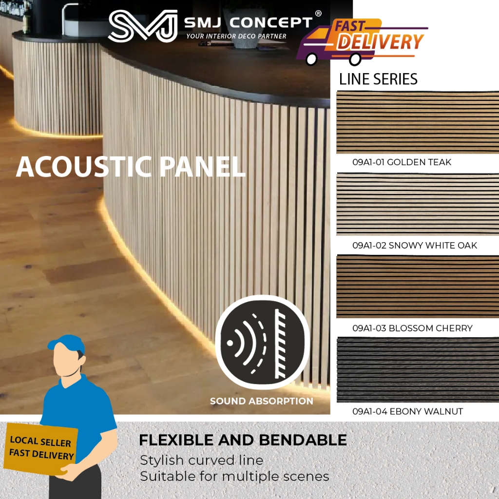 SMJ CONCEPT® Acoustic Panel LINEFLEX 2400mm x 600mm x 18mm (ALL ...