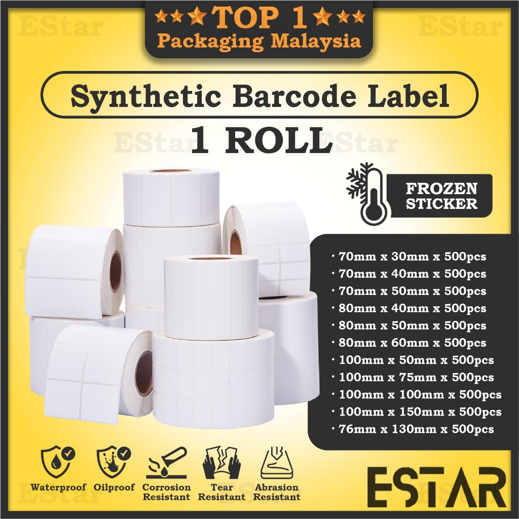 20 Size Waterproof Synthetic Barcode Label Stickers Kalis Air High ...