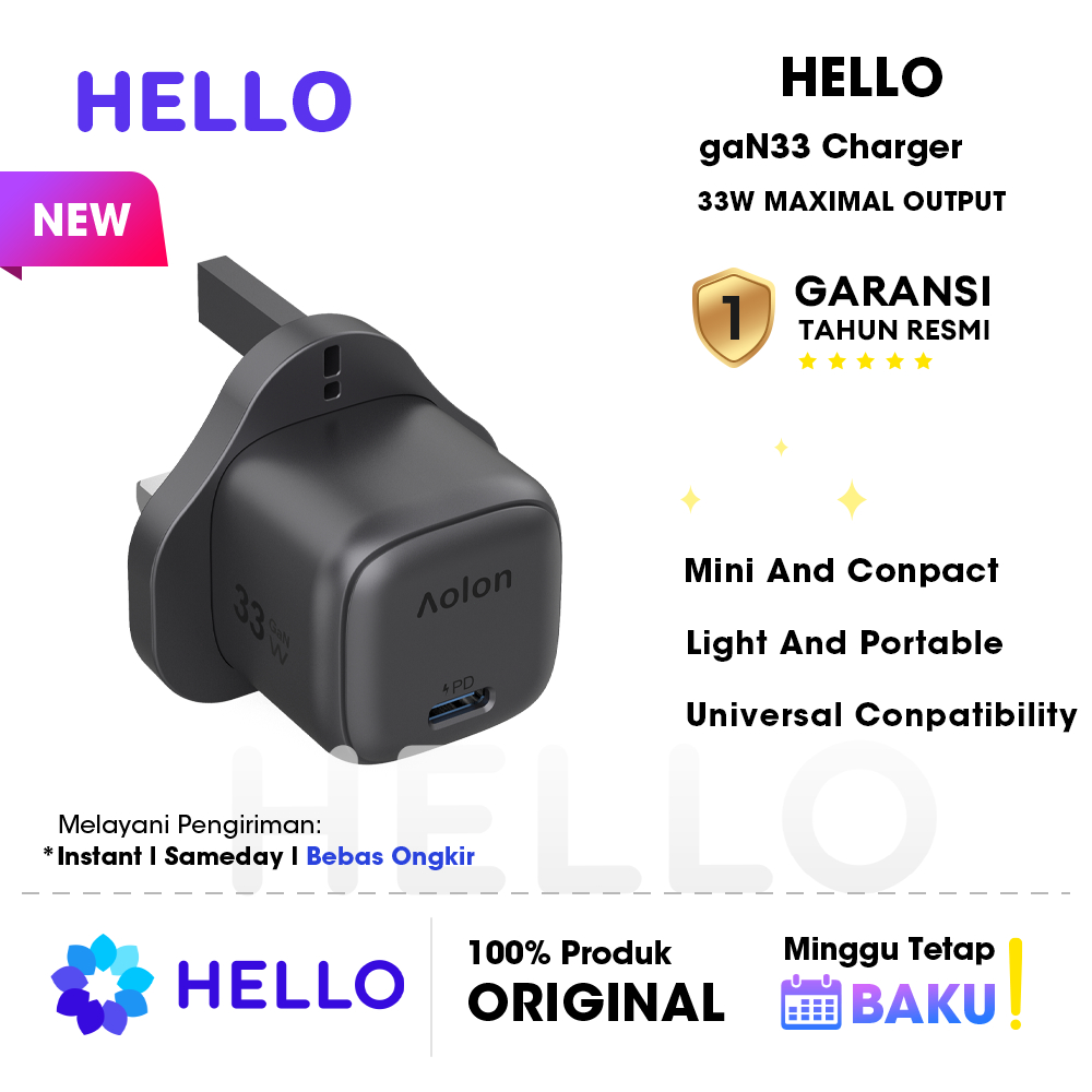 Hello gaN33 UK PD 33W Fast Charging High Power Type C Portable ...