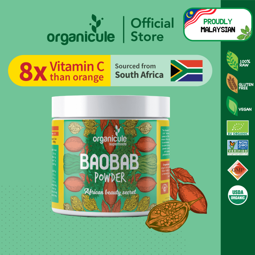 Organicule Baobab Powder [300g] | Rich in Vitamin C | Prebiotic & Fiber ...