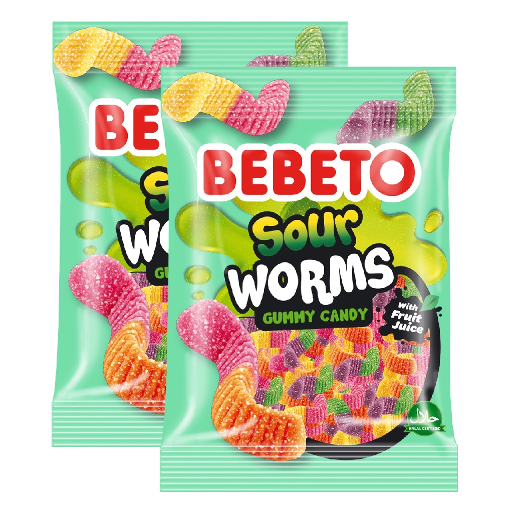 Bebeto Sour Worms Gummies 2 Bag - (80g X 2) | Shopee Malaysia