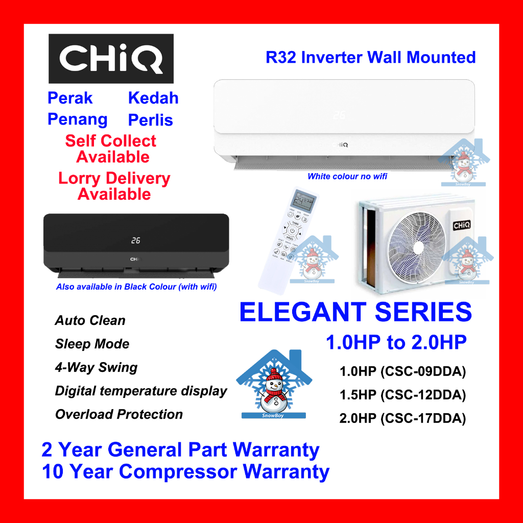 CHIQ R32 Inverter Air-conditioner AIRCOND 1.0HP 1.5HP 2.0HP CSDC-09DDE CSDC-12DDE CSDC-17DDE Air ...