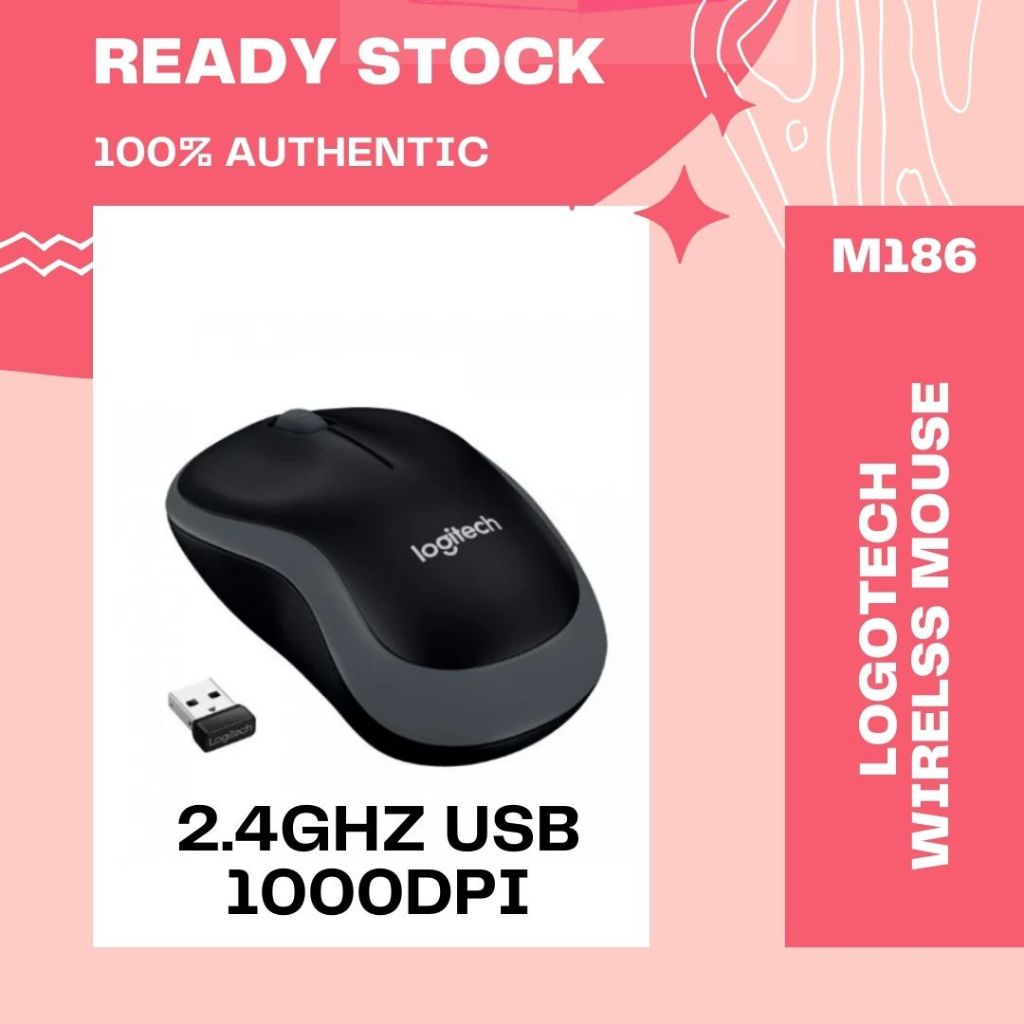 Logitech M186 Wireless Mouse with Nano USB Nano Receiver | Shopee Malaysia