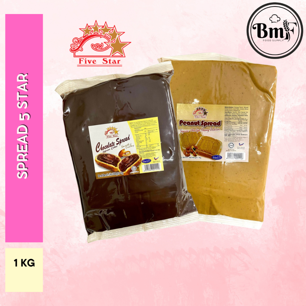 5 STAR SPREAD CHOCOLATE|PEANUT 1KG READY STOCK | SAPUAN ROTI COKLAT DAN ...