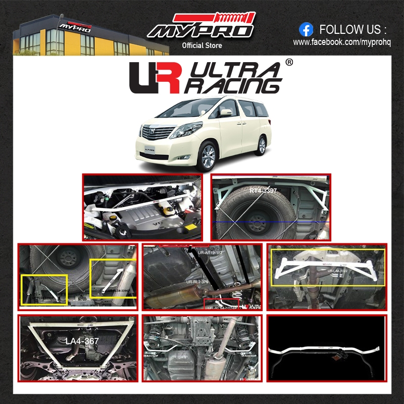 TOYOTA ALPHARD/VELLFIRE 3.5(AH20)2008-2014(4WD) - Ultra Racing Bar 100 ...