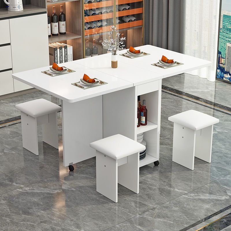 Folding dining table multi-functional home movable table and four ...