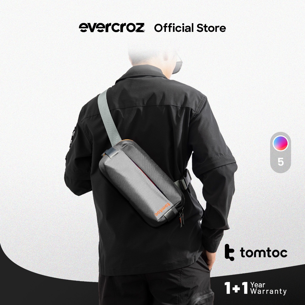 tomtoc T21 Sling Bag Water Resistant Tri-compartment Duraflex Buckle ...