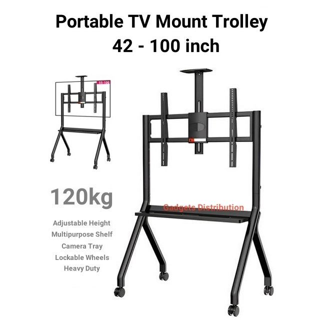 FD580 Heavy Duty 42 - 100 inch Portable Mobile TV Trolley Stand Cart FD ...
