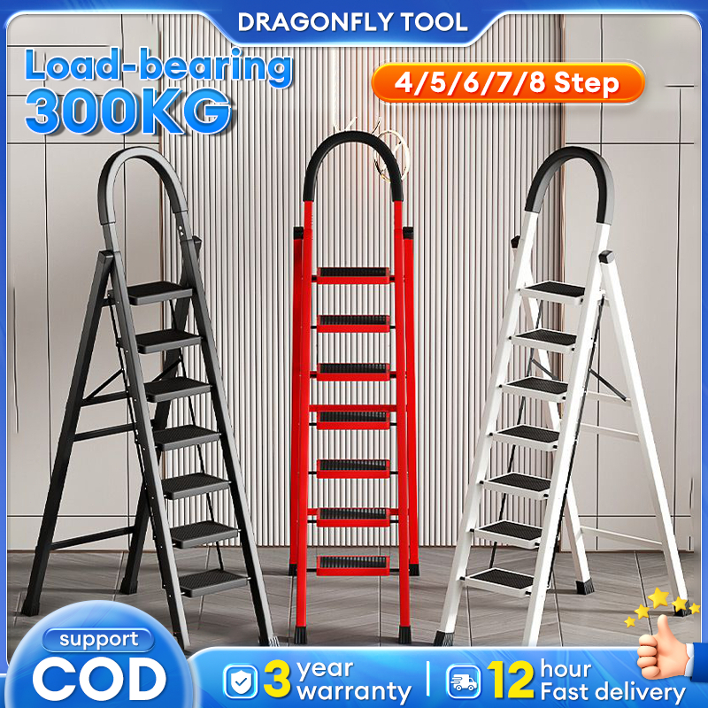 🔥New 8 Step Foldable Ladder Stainless Steel Folding Stairs Ladder ...