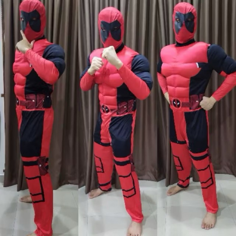 Deadpool Marvel Superhero Full Body Muscular Jumpsuit Cosplay Costume ...