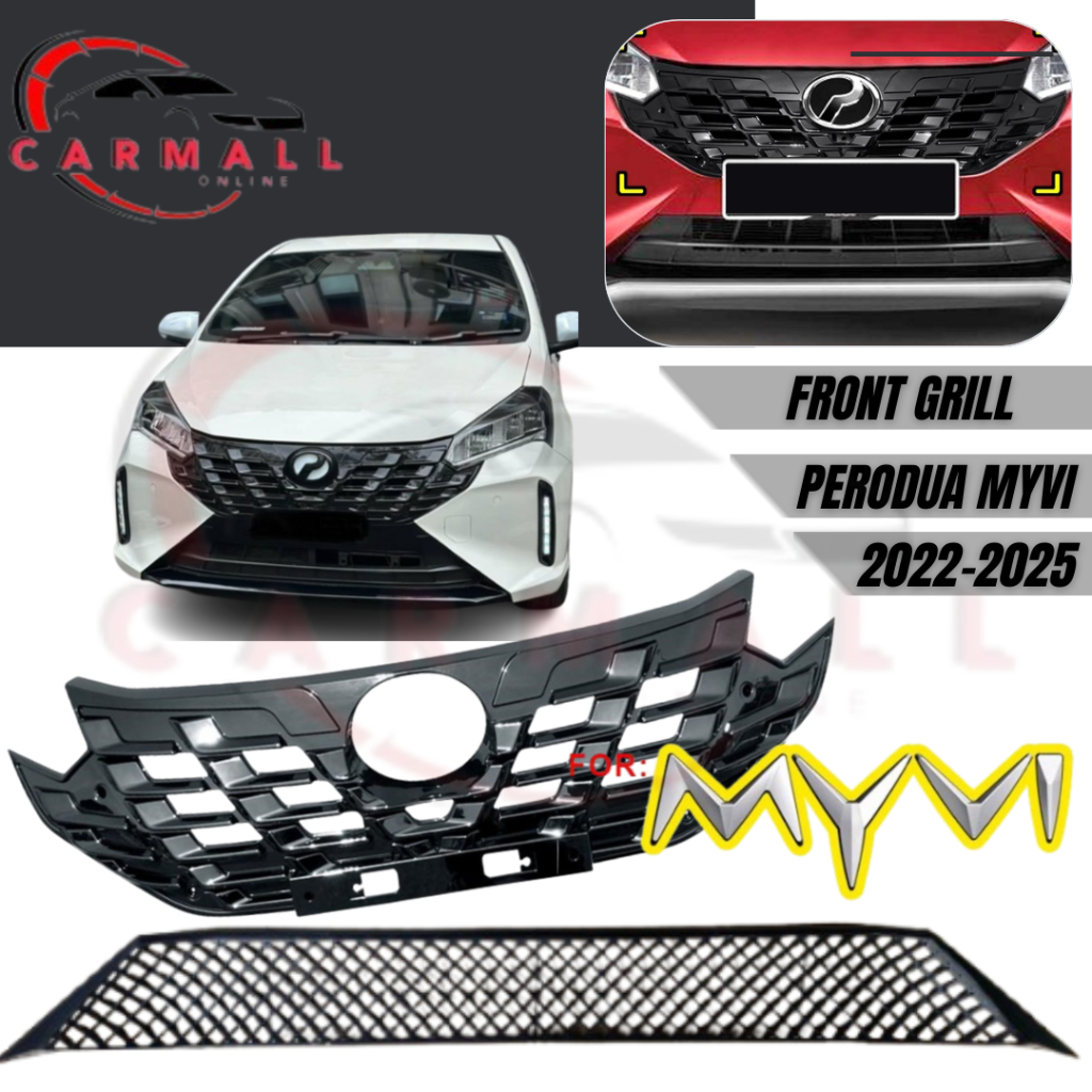 Perodua Myvi 2022-2025 Front Grill Glossy Black (Mini Cooper Style ...