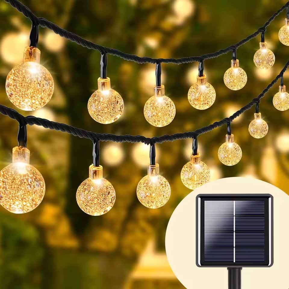 Lampu Raya Solar String Light LED Crystal Ball Light Fairy Lights Party ...
