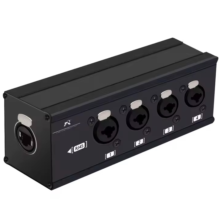 RJ45 CAT5 to 4 Channel 3Pin XLR Audio/DMX over Network Cable Extender ...