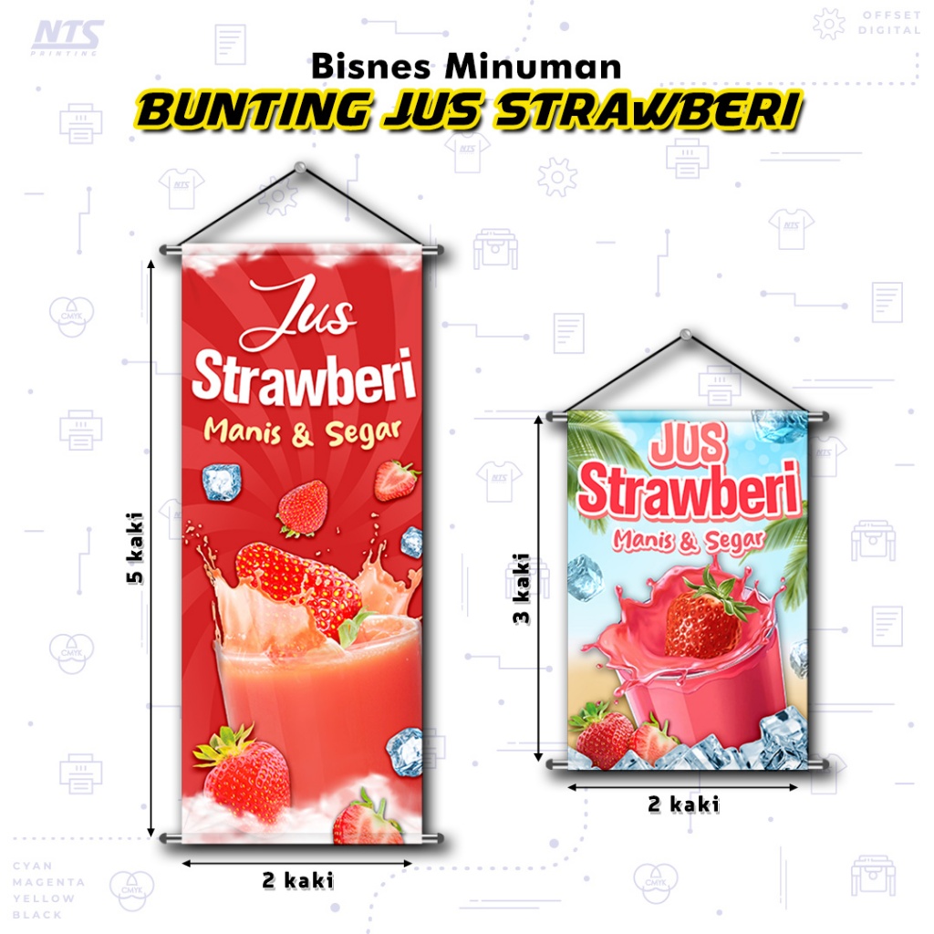 🔥FREE DESIGN🔥 Bunting Air Jus Strawberry / Tahan Lasak - Peniaga ...