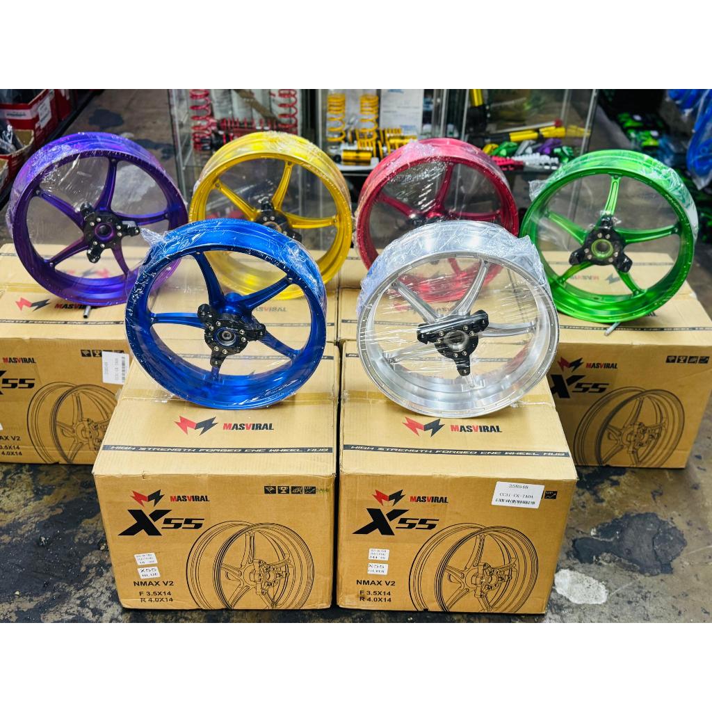 Masviral X55 CNC Yamaha Nmax V1 V2 V3 14inci Racing Sport Rim 3.5 Front ...