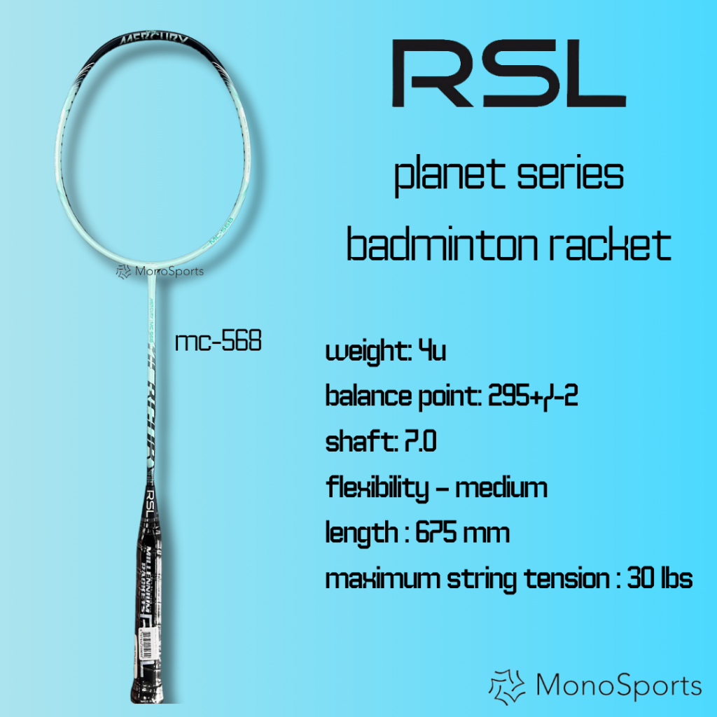 Monosports RSL Badminton Racket Planet Series Head Heavy 4UG5 MC-568 ...