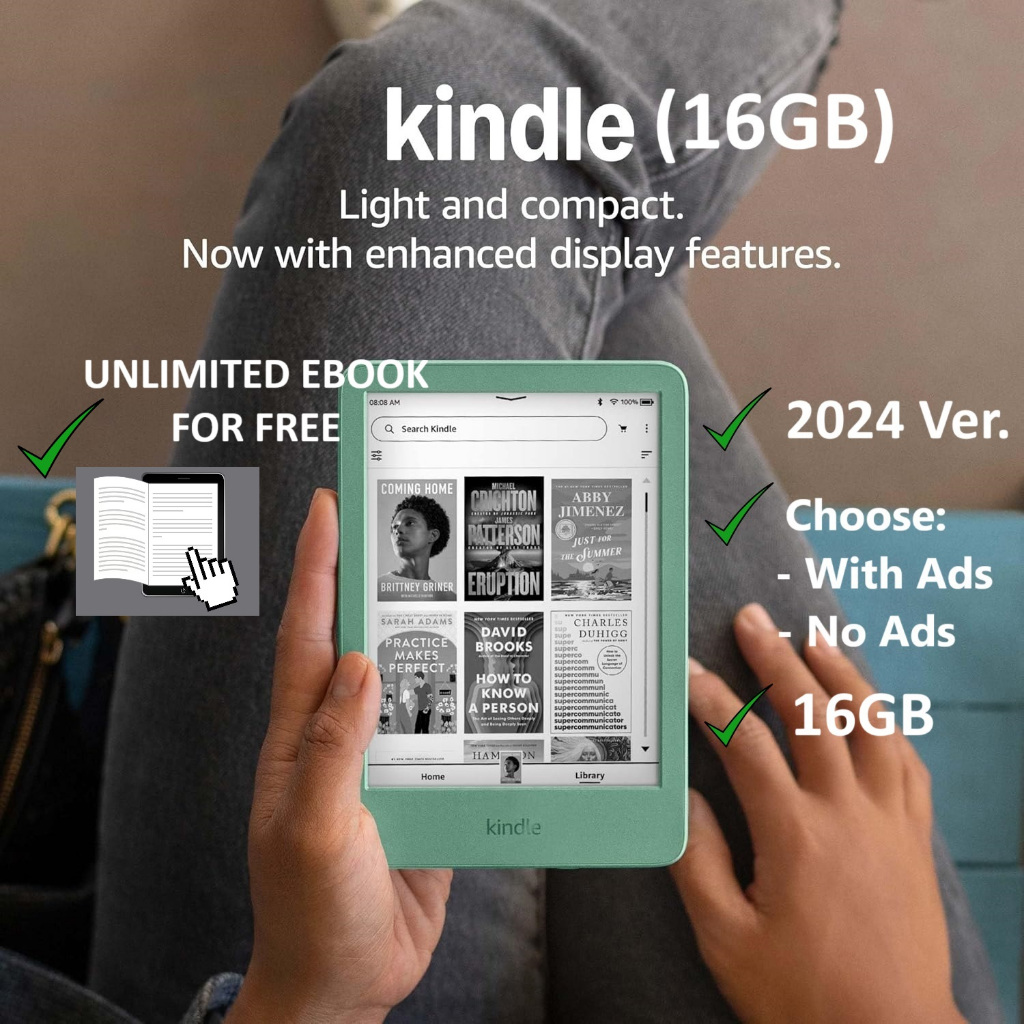 [Ads/No Ads] Amazon Kindle E-reader 6 2024(16GB) - Matcha/Black ...