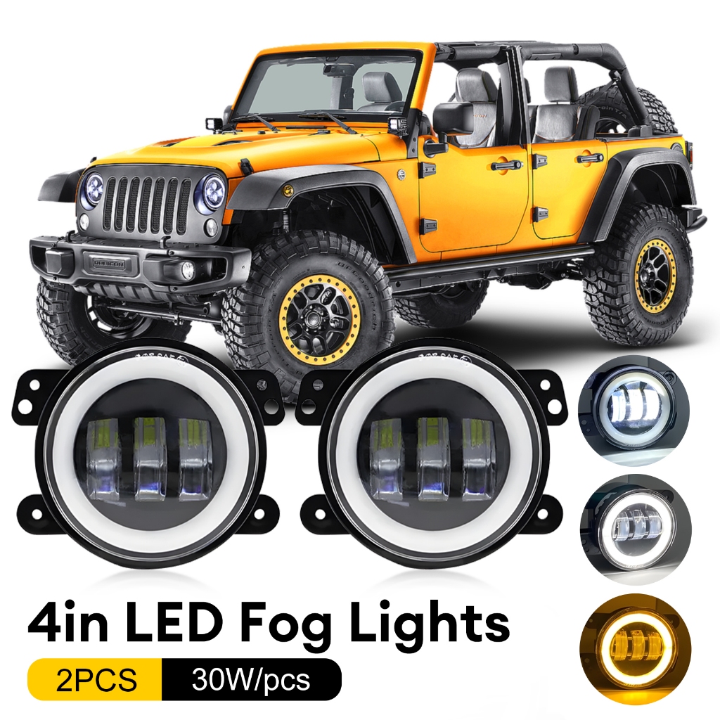 HJMDI 2PCS 4inch LED Fog Lights 60W Amber Yellow CREE Led Chip Driving ...