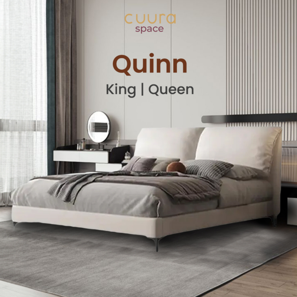 【Pre-Order】 Quinn Queen / King Size Cream Bed Frame Katil 床架 with ...