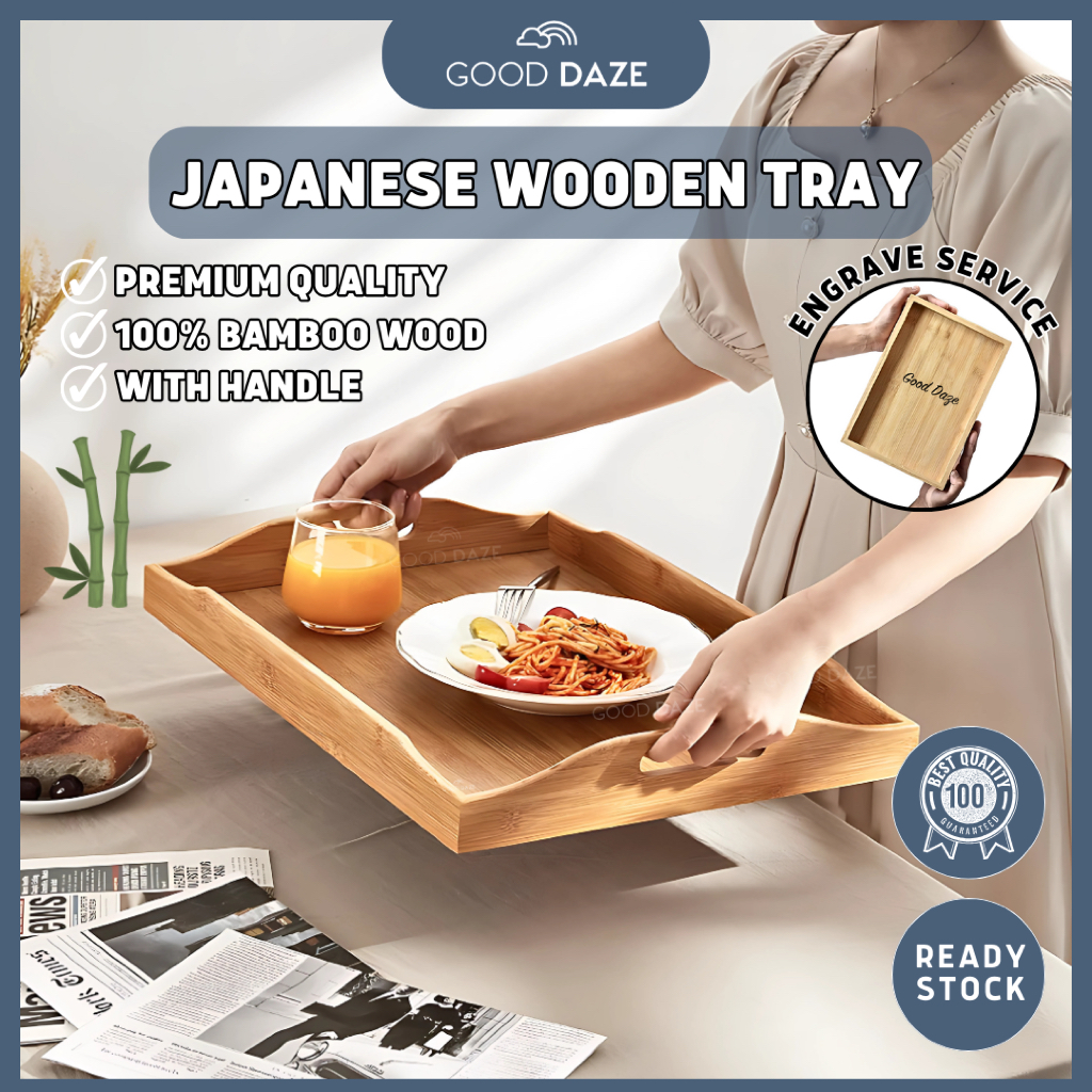 GoodDaze Wooden Serving Tray with Handle Food Tray Wood Tray Makanan ...