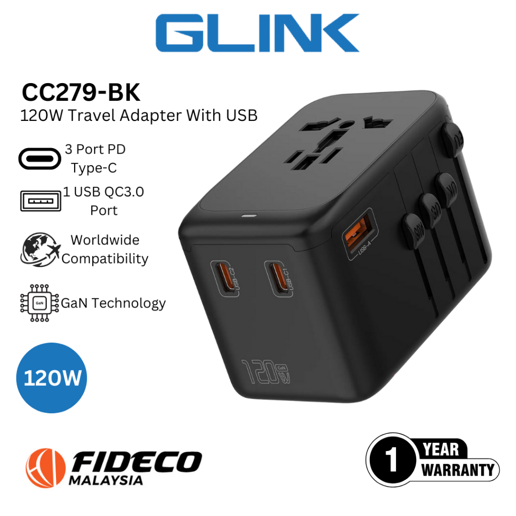 Glink Universal Adapter Travel International Adapter Plug 25W/35W/65W ...
