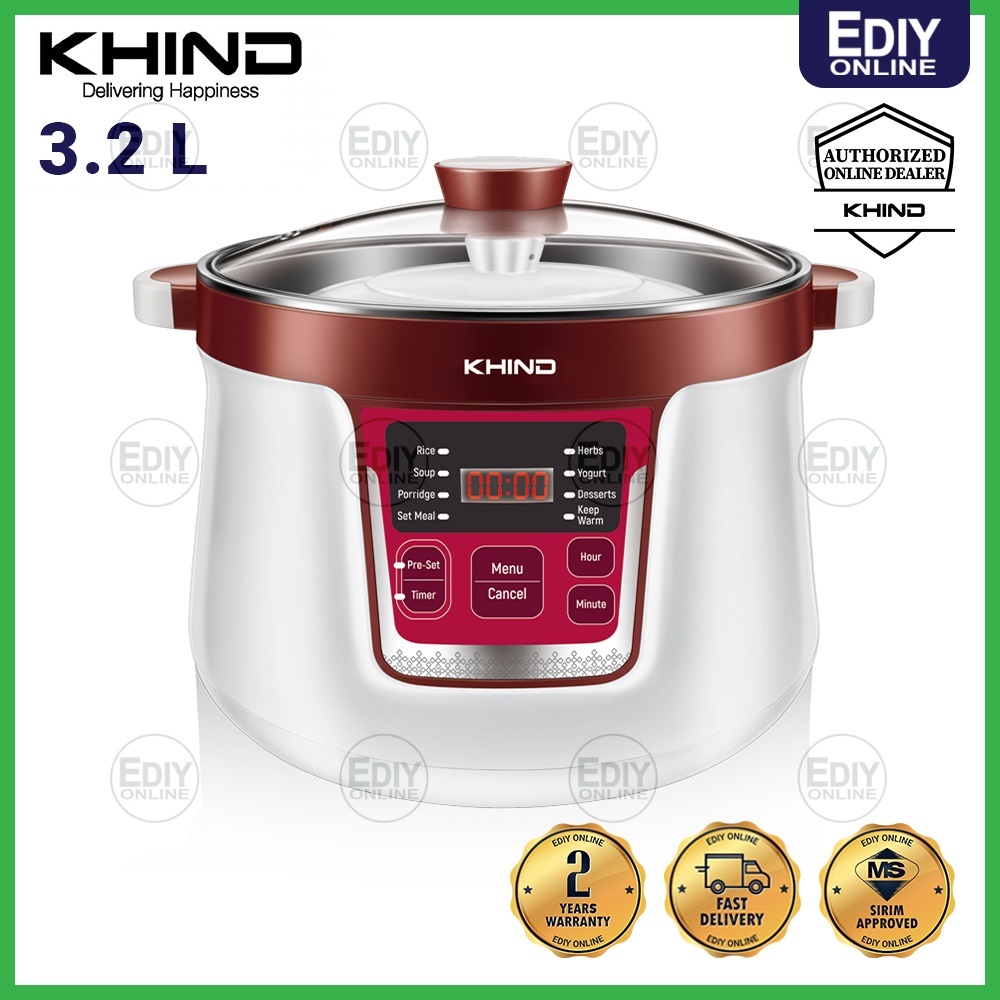 KHIND STAINLESS STEEL CERAMIC DOUBLE BOILER DB32N DB-32N slow cooker 炖锅 ...