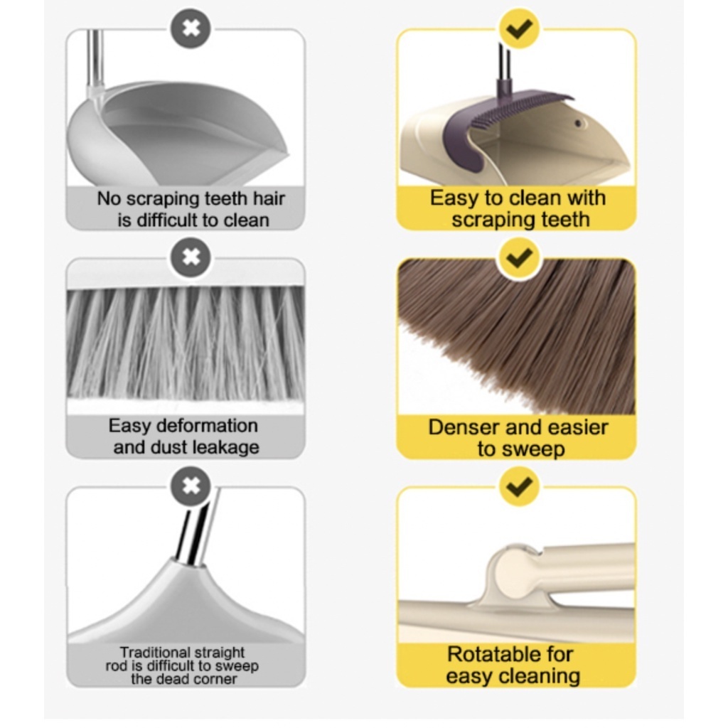 Penyapu Dan Penyodok 2 in 1 Rotatable Foldable Broom Dustpan Set ...