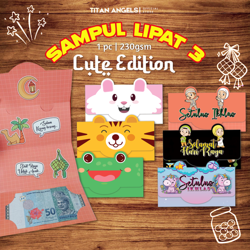 Sampul Raya Lipat 3 Premium Glossy Laminate - 6 Cute Designs ...