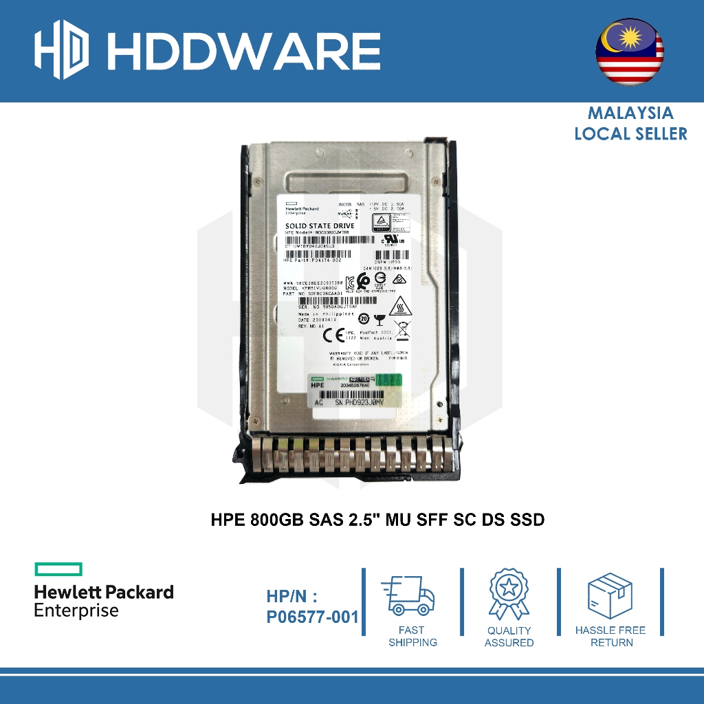 HPE 800GB SAS 2.5" MU SFF SC DS SSD // P06577-001 // P04527-B21 ...