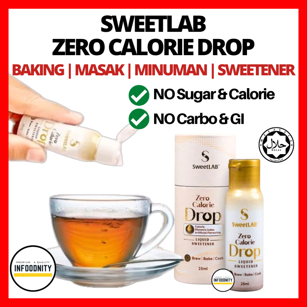 Sweetlab Zero Calorie Drop Liquid Sweetener (25ml) Pengganti Gula Cair ...