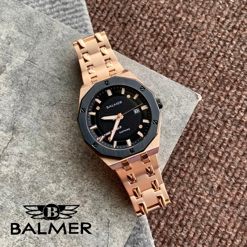 [Original] Balmer 8824G RG-4 Octagon Sapphire Men's Watch with Black ...